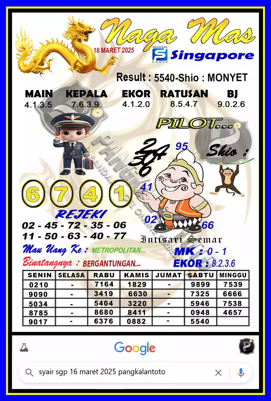 Syair SGP Minggu 16 Maret 2025 - OpesiaToto